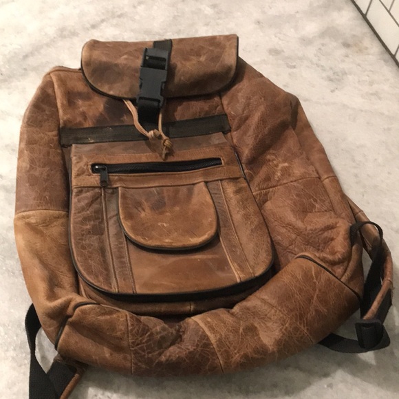 unbranded | Bags | Vintage Leather Backpack Satchel Brown Made In ...